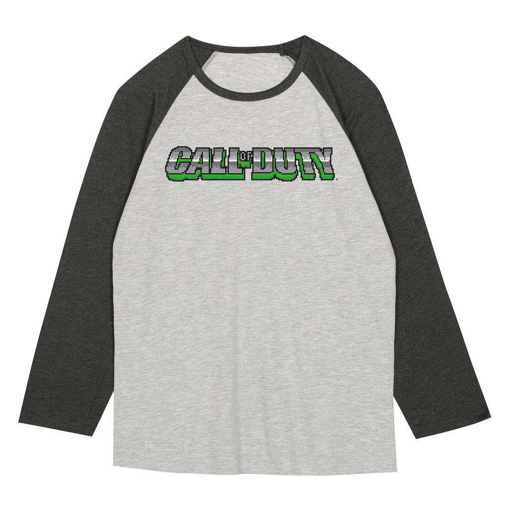Call of Duty Pixel Logo Grey Heather 3/4 Sleeve T-Shirt - Call of Duty ...
